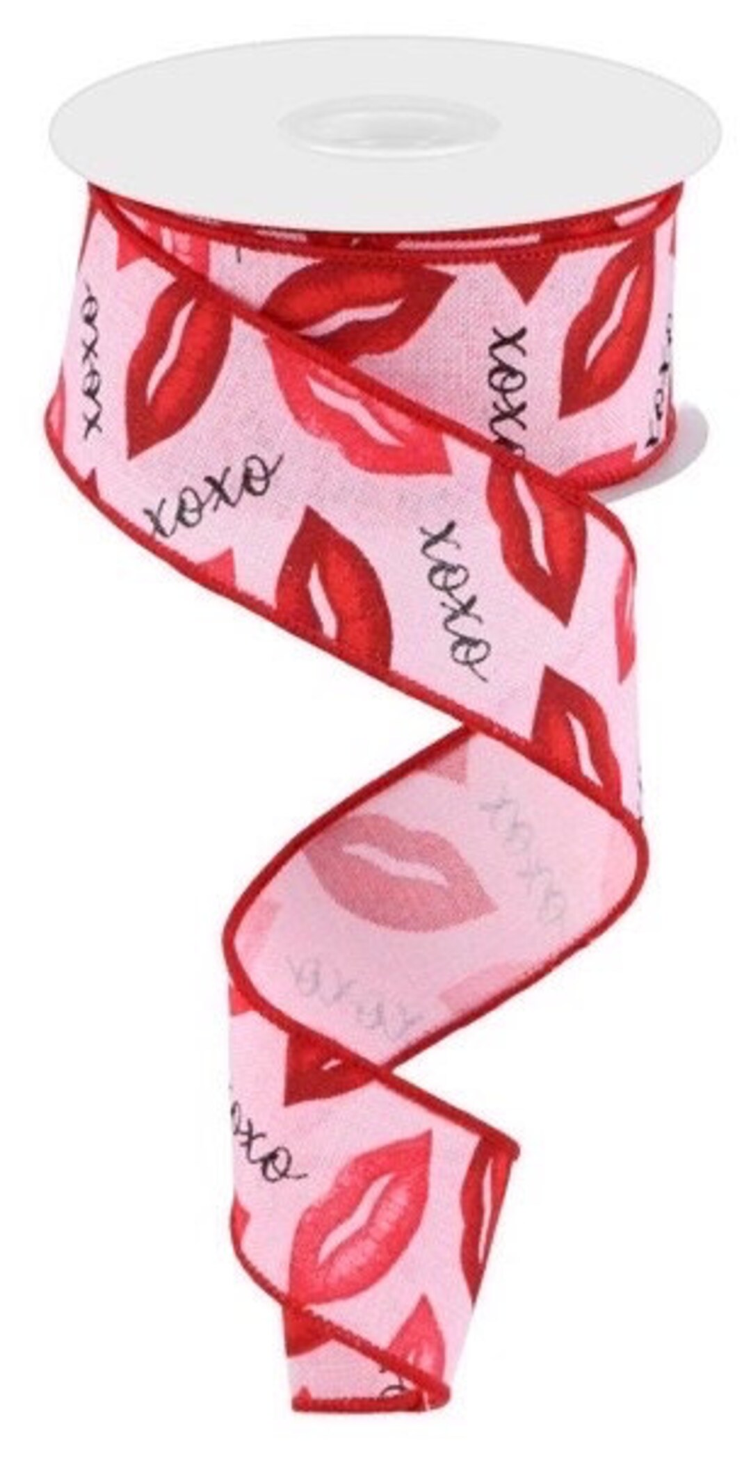 Valentine's Day Ribbon, Kisses Ribbon, Lips Ribbon, XOXO Ribbon, Red ...