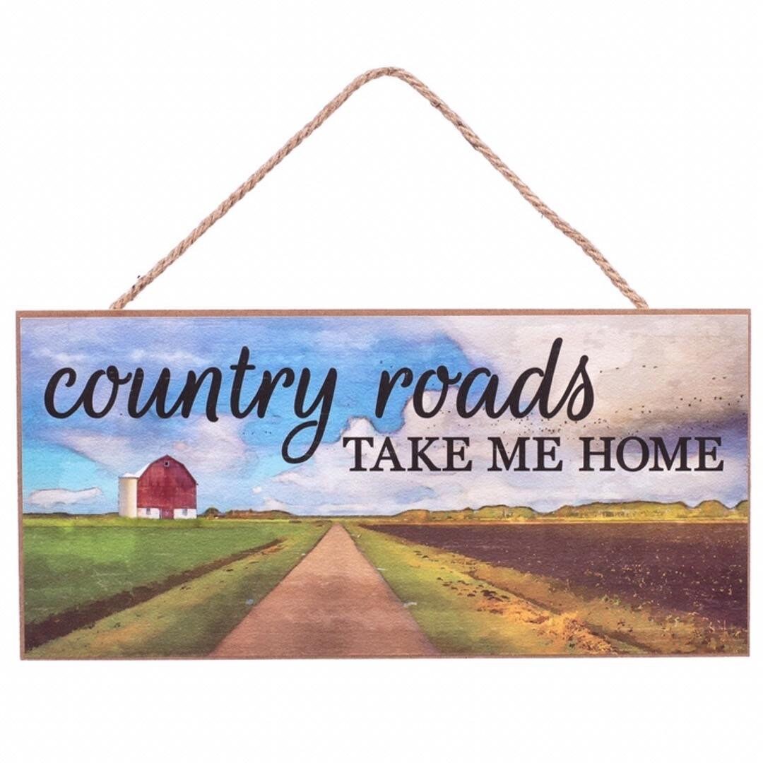 Country Roads Sign, Country Roads Take Me Home, Rustic Sign, Wreath ...
