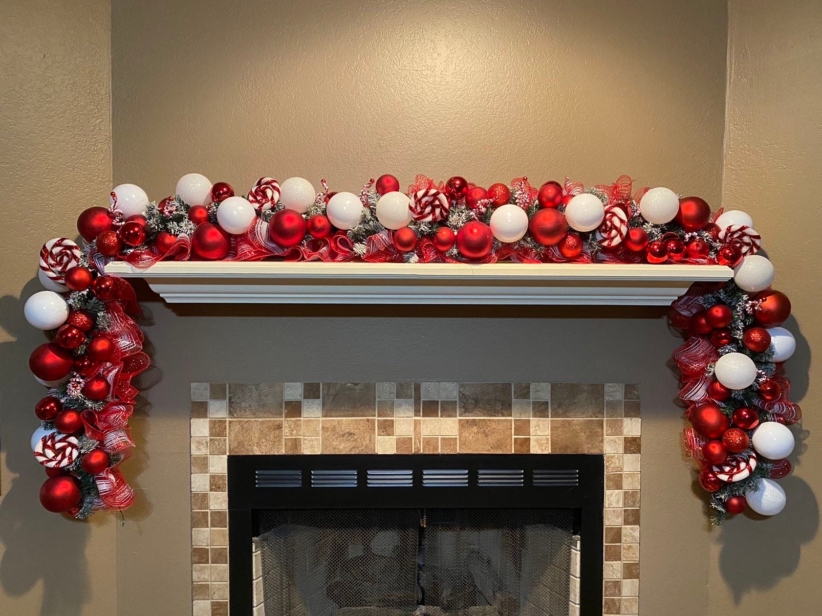 Christmas Garland, Christmas Swag, Candy Cane Garland, Pine Christmas ...