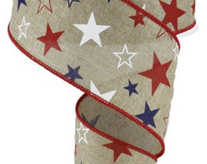 Patriotic Ribbon Star Ribbon Burlap Star Ribbon USA Ribbon | Etsy