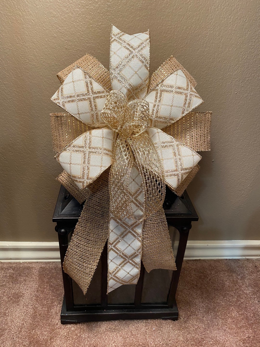 Christmas Bow, Gold Bow, Traditional Christmas Bow, Elegant Bow ...