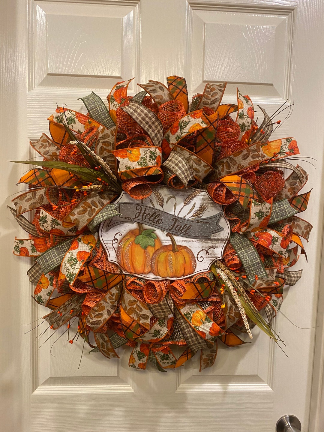 Fall Wreath, Welcome Wreath, Hello Fall Wreath, Pumpkin Wreath ...
