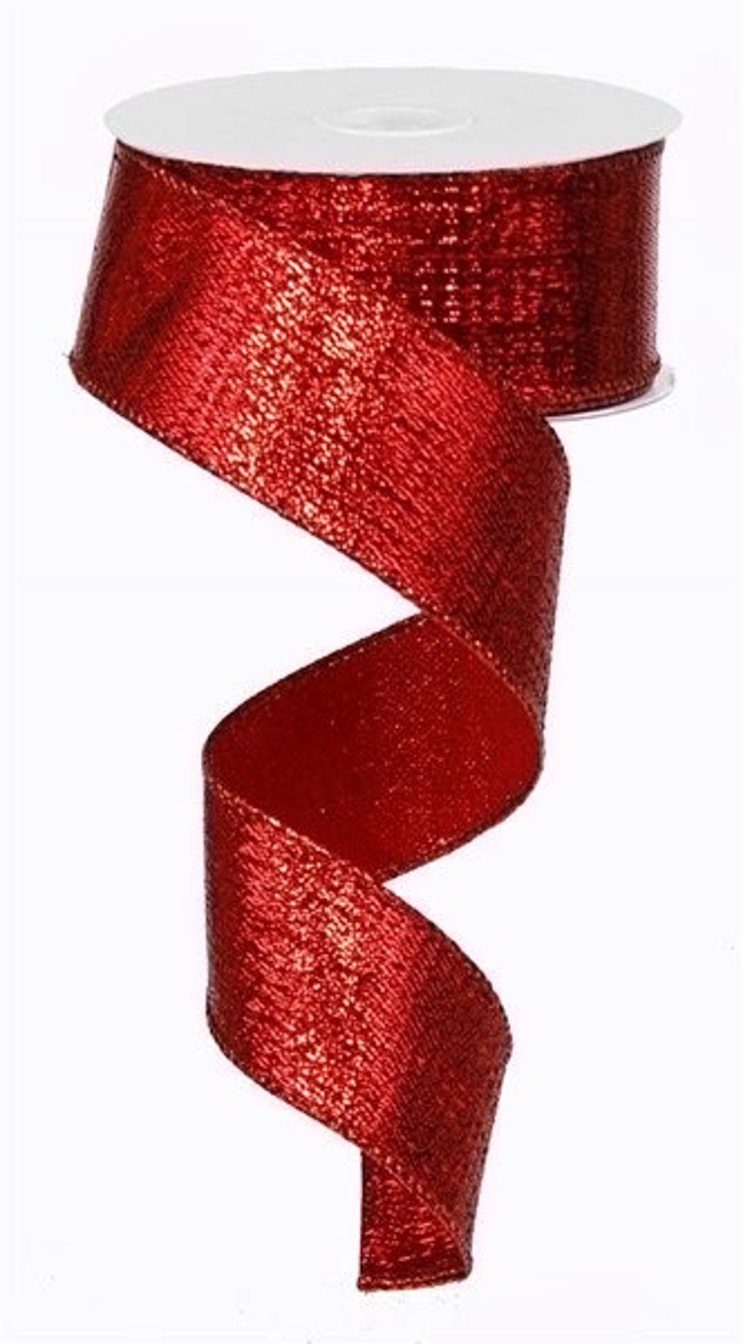Red Ribbon, Red Metallic Ribbon, 1 1/2" Wired Ribbon, 10 Yard Roll ...