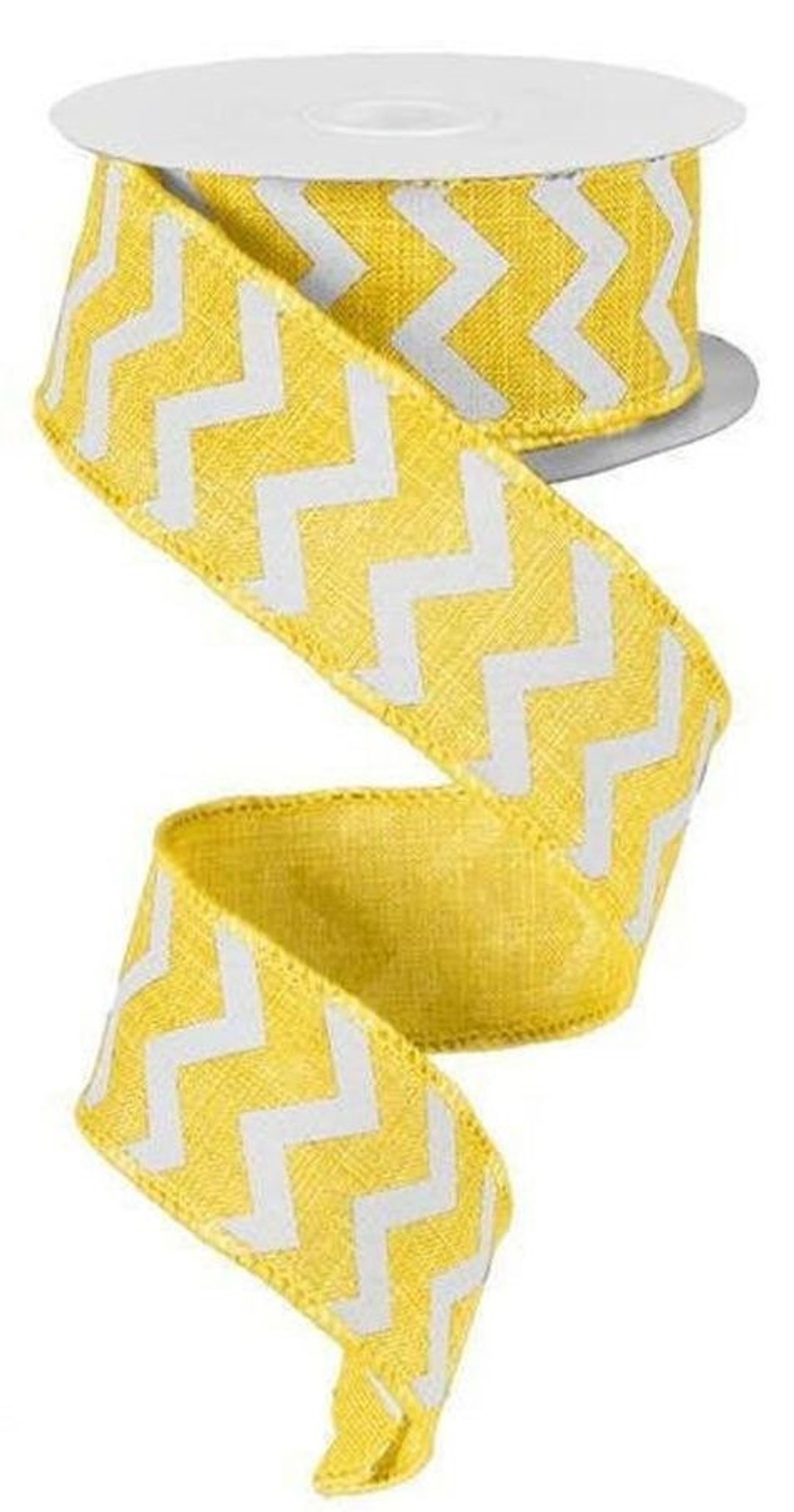 Yellow Ribbon, Chevron Ribbon, Yellow Chevron Ribbon, Burlap Ribbon, 1. ...