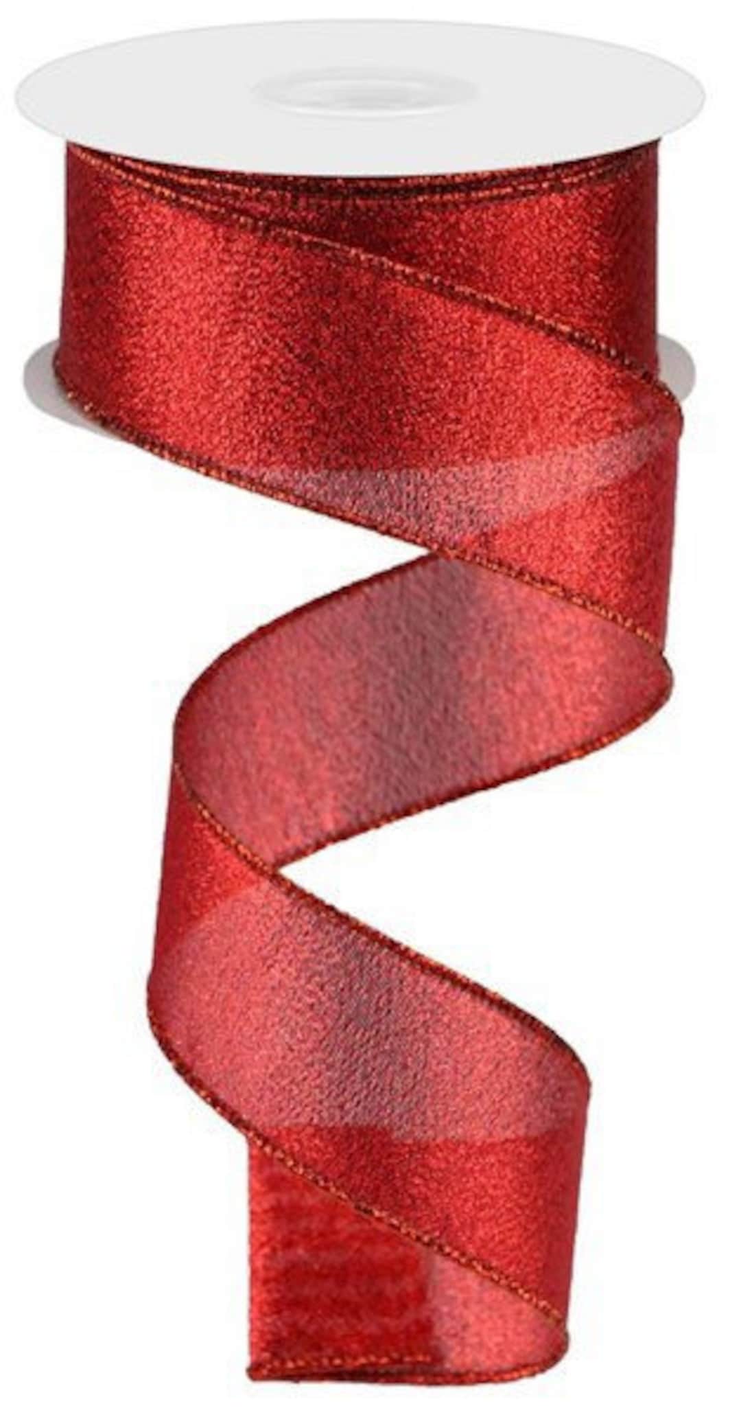 Red Ribbon, Red Metallic Ribbon, 1 1/2" Wired Ribbon, 10 Yard Roll - Etsy