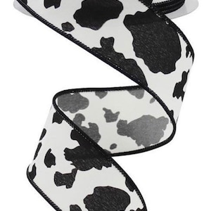 Cow Ribbon Cow Print Ribbon Black Ribbon Farmhouse Ribbon - Etsy