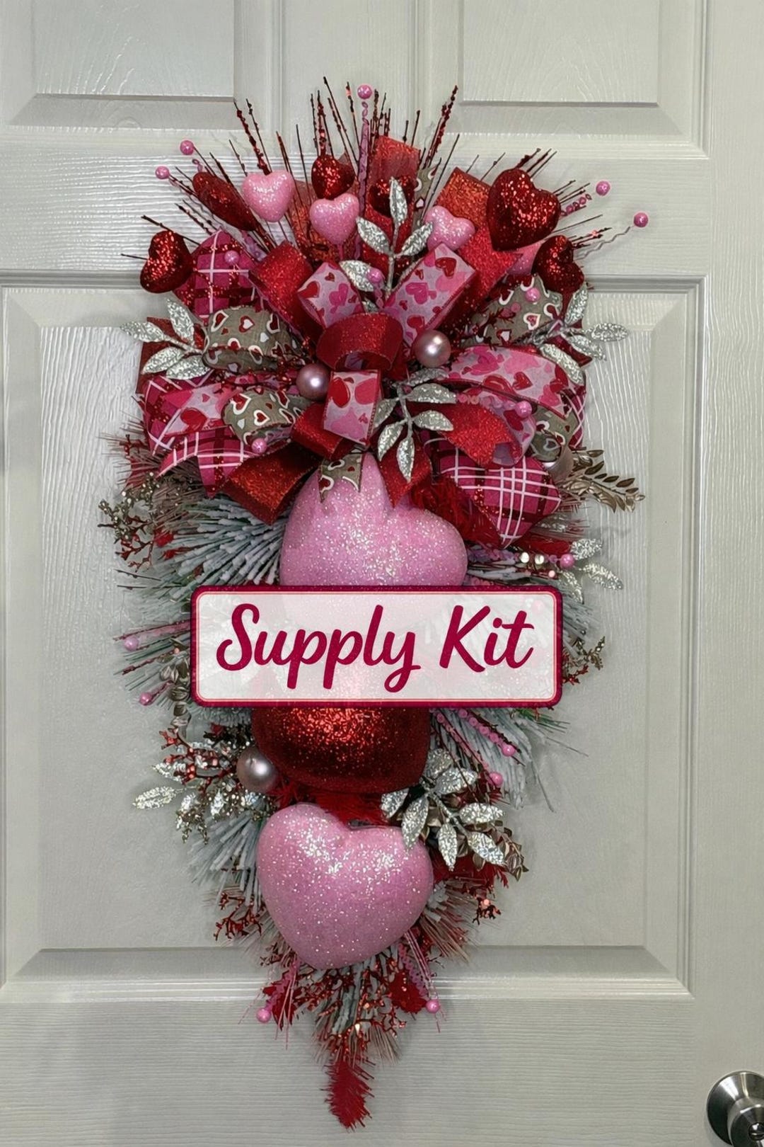 Valentine’s Day Wreath Supply Kit, Valentine’s Day Teardrop Kit, Heart ...