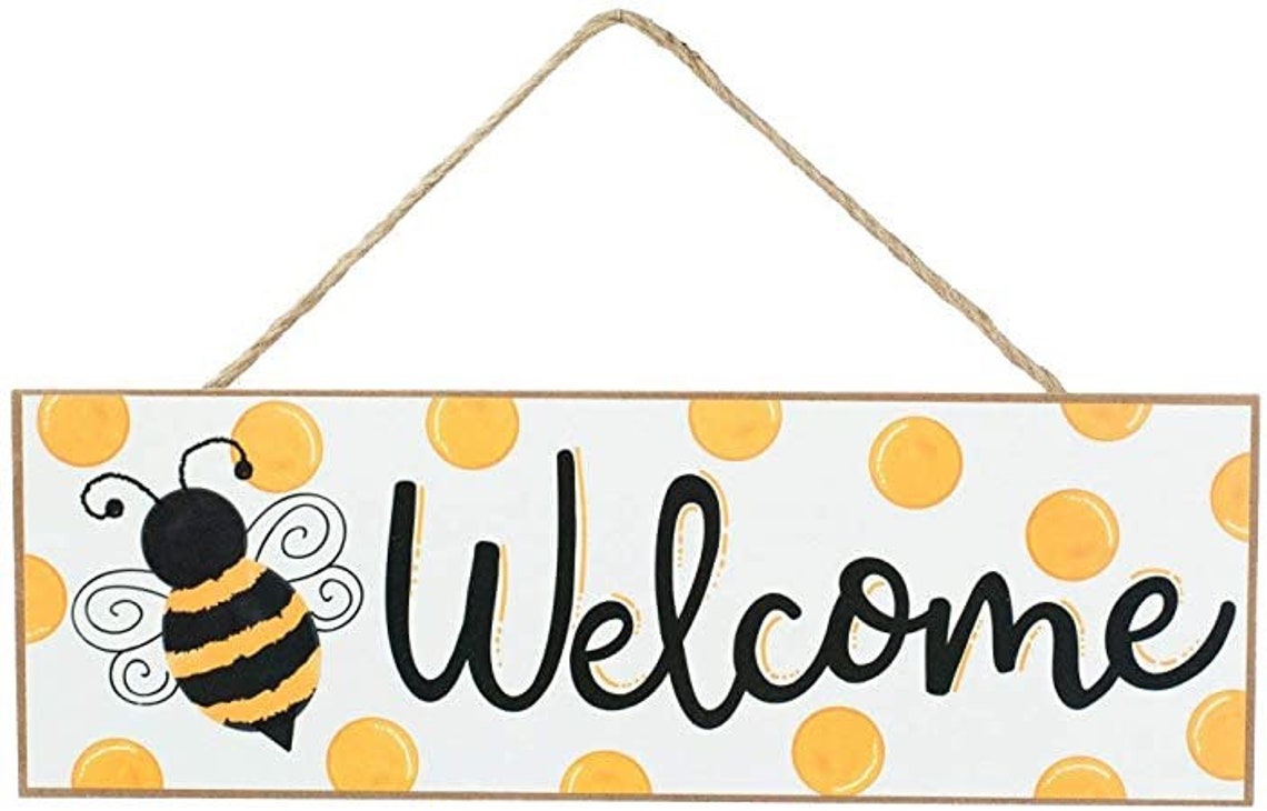 Welcome Sign Bee Sign Bee Welcome Sign Yellow Polka Dot - Etsy