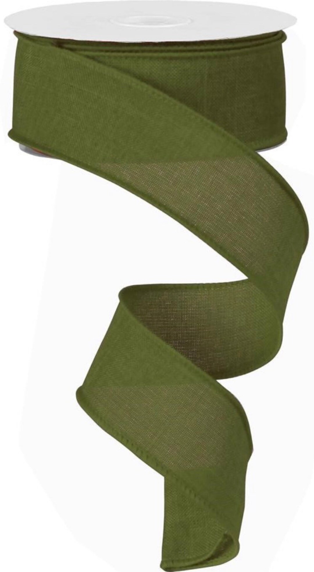 Green Ribbon, Moss Green Ribbon, Burlap Ribbon, Wired Ribbon, 1 1/2 ...