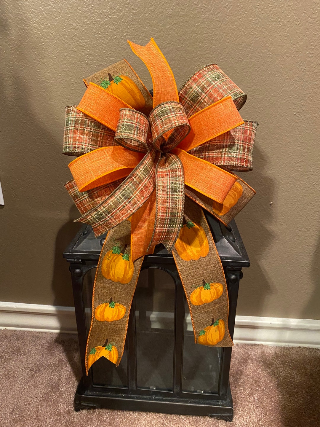 Fall Bow, Thanksgiving Bow, Pumpkin Bow, Fall Wreath Bow, Fall Lantern ...