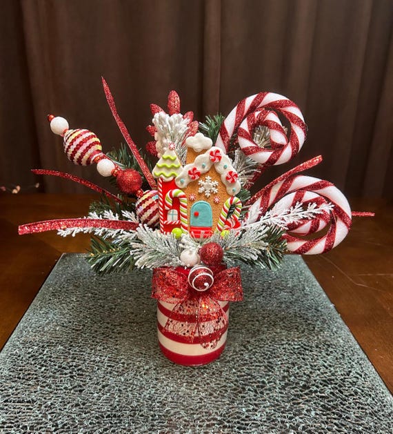 Christmas Candy Bouquet Centerpiece DIY Candy Cane Centerpiece It's