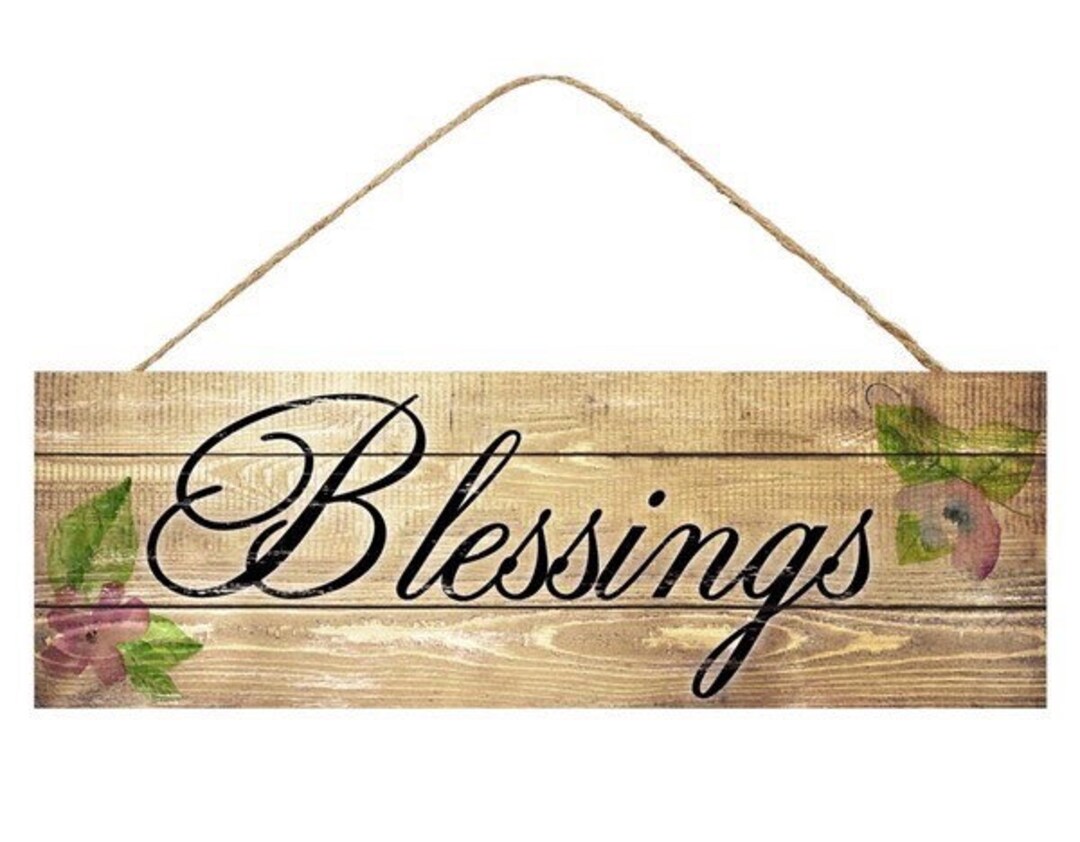 Blessings Sign, Floral Sign, Rustic Sign, Wreath Sign, Blessings Wreath ...