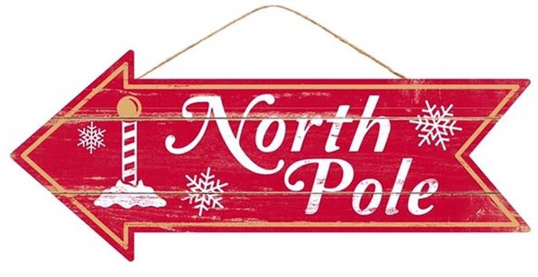 Christmas Sign, North Pole Sign, Arrow Sign, Christmas Wreath Sign ...