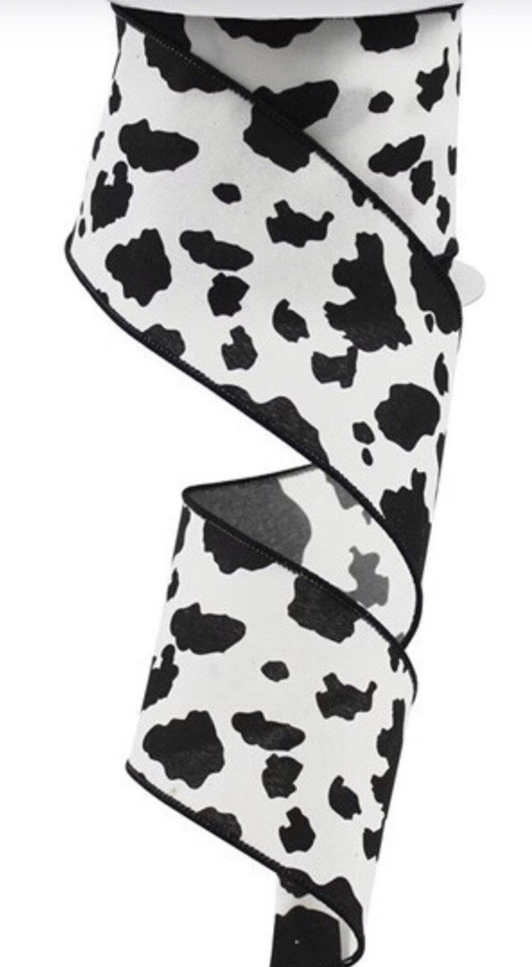 Cow Ribbon, Cow Print Ribbon, Black Ribbon, Farmhouse Ribbon, Wired ...