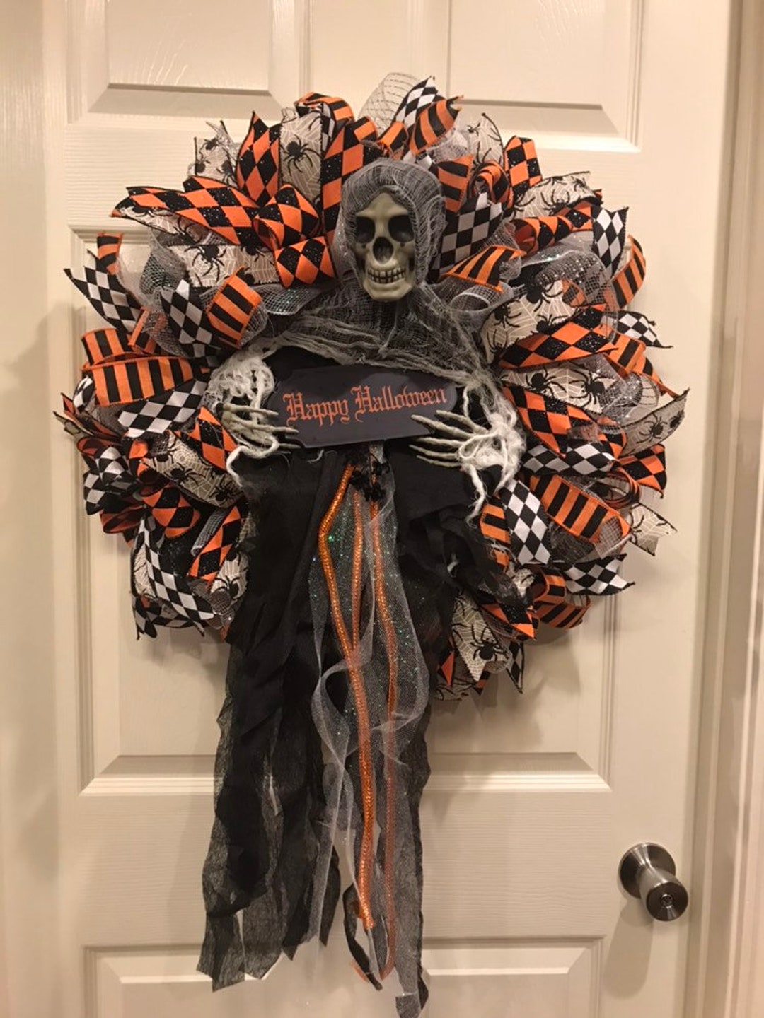 Skeleton Wreath, Halloween Wreath, Skeleton Door Wreath, Halloween Door ...