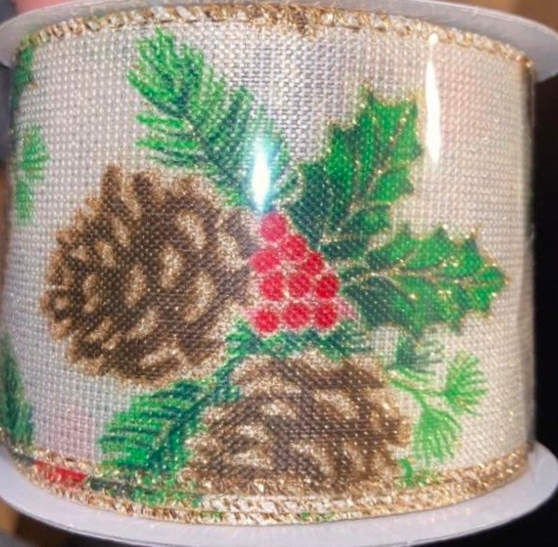 Christmas Ribbon Pine Cone Ribbon 2-1/2 Christmas - Etsy
