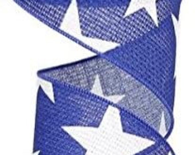 Patriotic Ribbon Star Ribbon Blue Star Ribbon Wired Ribbon | Etsy