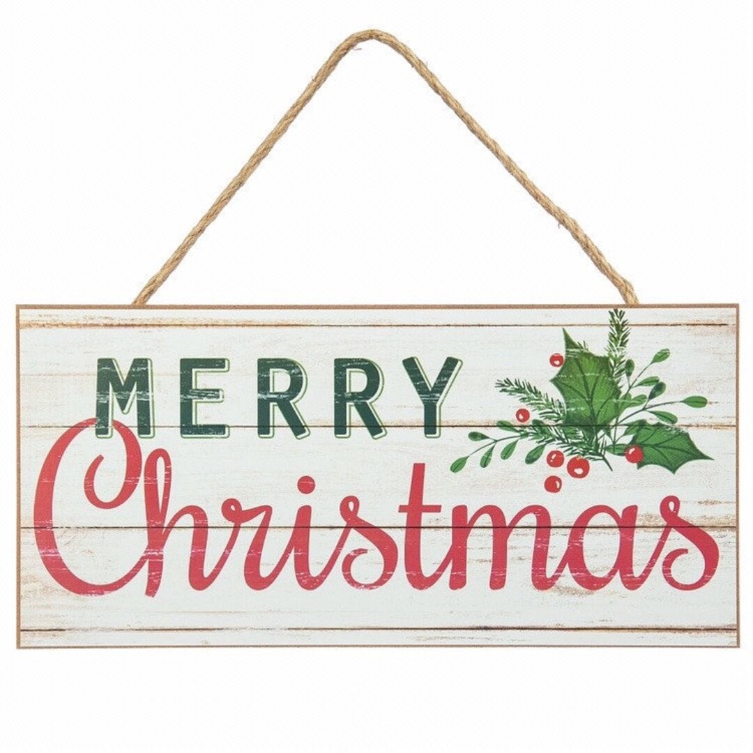 Christmas Sign, Merry Christmas Sign, Christmas Holly Sogn, Rustic Sign ...