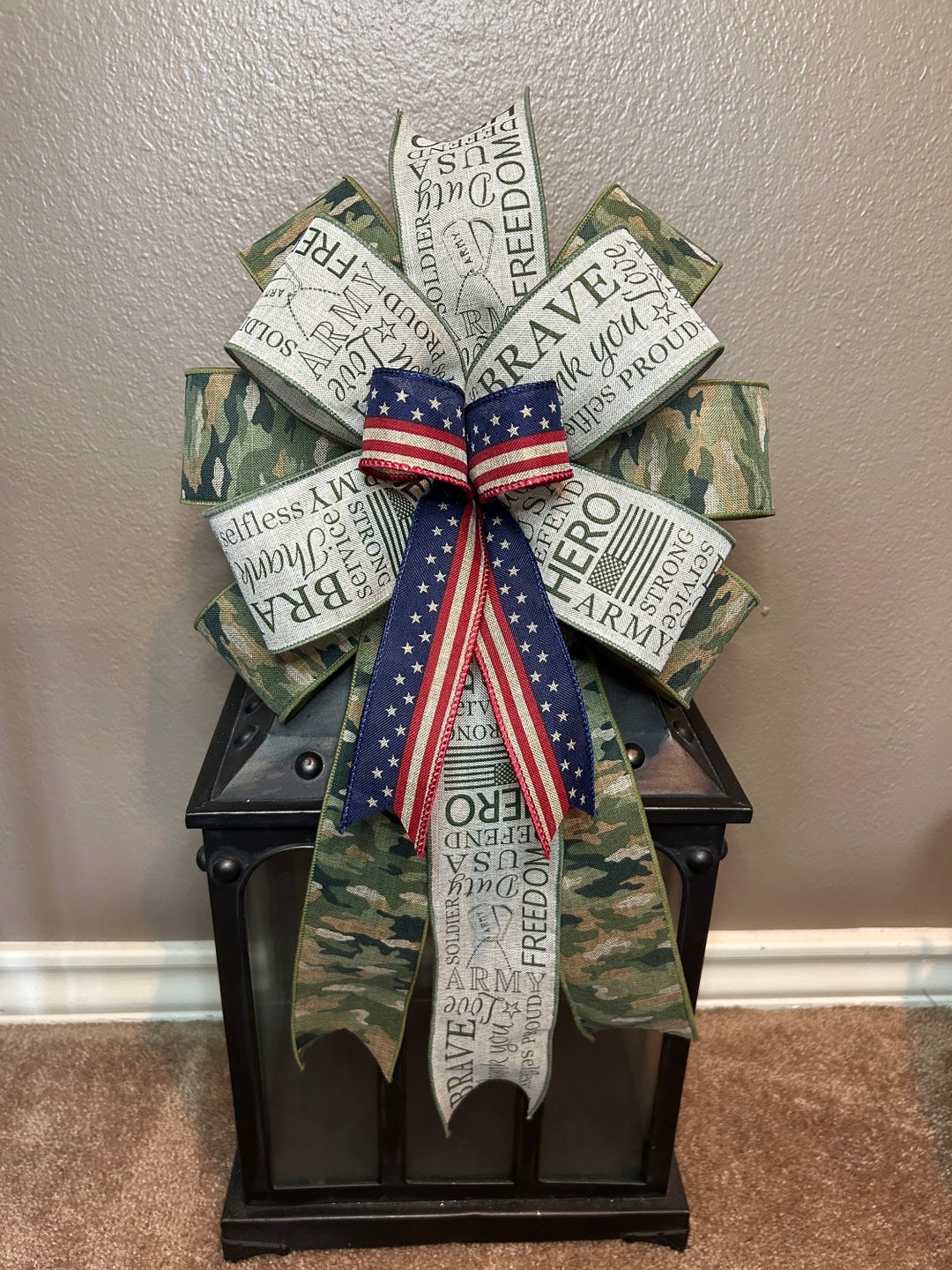 Patriotic Bow, Army Bow, Military Bow, USA Bow, Camo Bow, American Flag ...