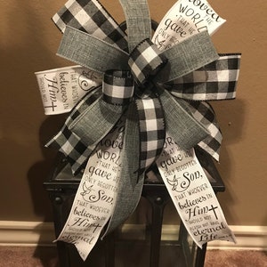 Religious Bow John 3:16 Bow Buffalo Check Bow Burlap Bow - Etsy