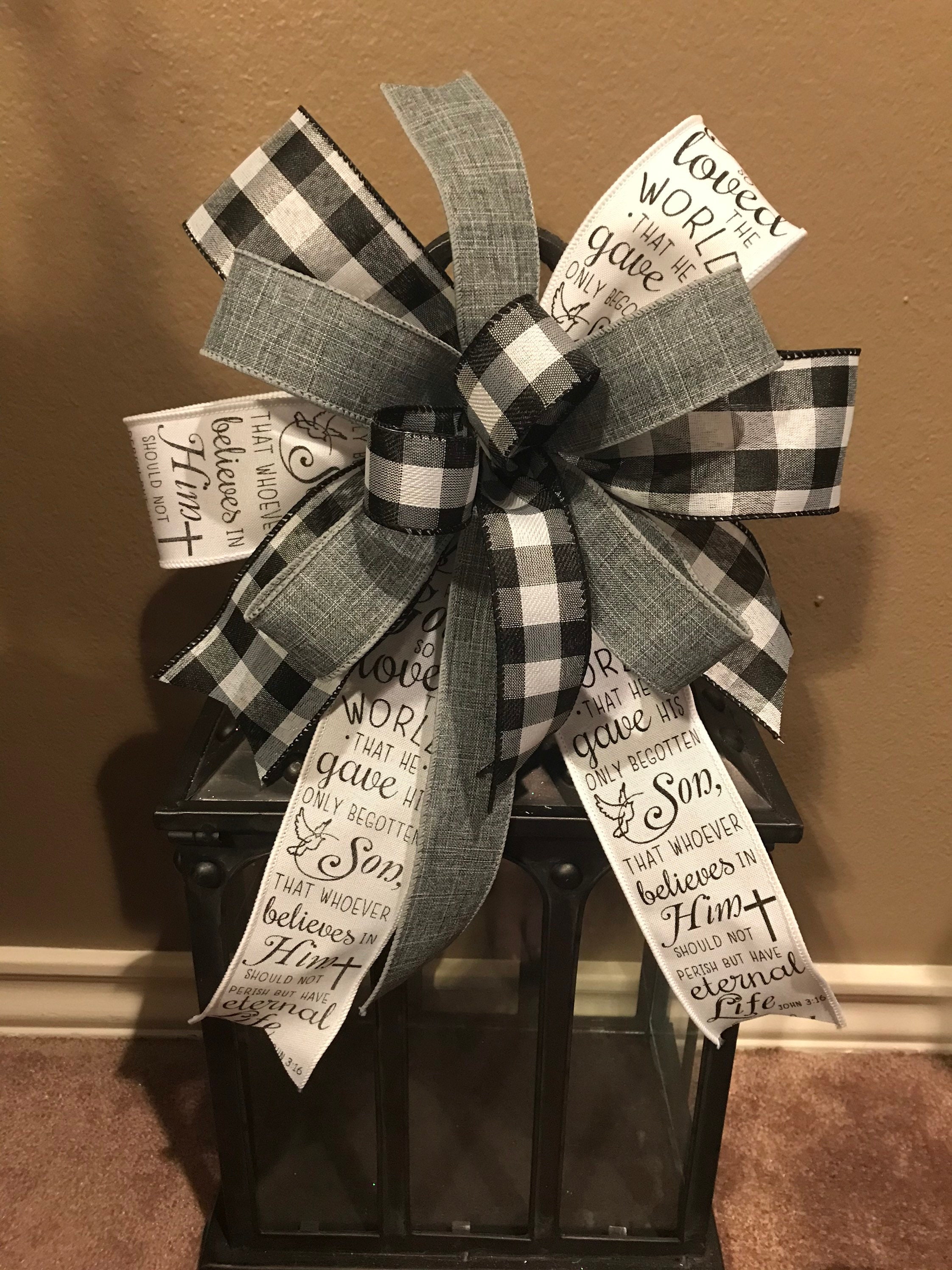 Religious Bow, John 3:16 Bow, Buffalo Check Bow, Burlap Bow, Religious ...