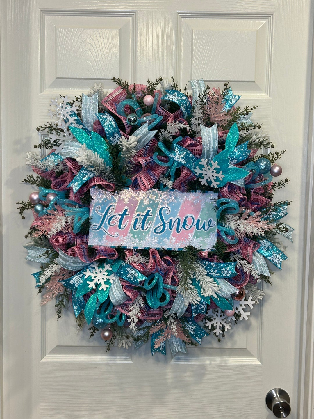 Christmas Wreath, Winter Wreath, Let It Snow Wreath, Snowflake Wreath ...