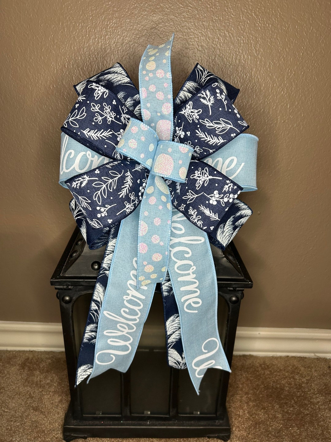 Blue Bow, Welcome Bow, Floral Bow, Polka Dot Bow, Burlap Bow, Lantern ...