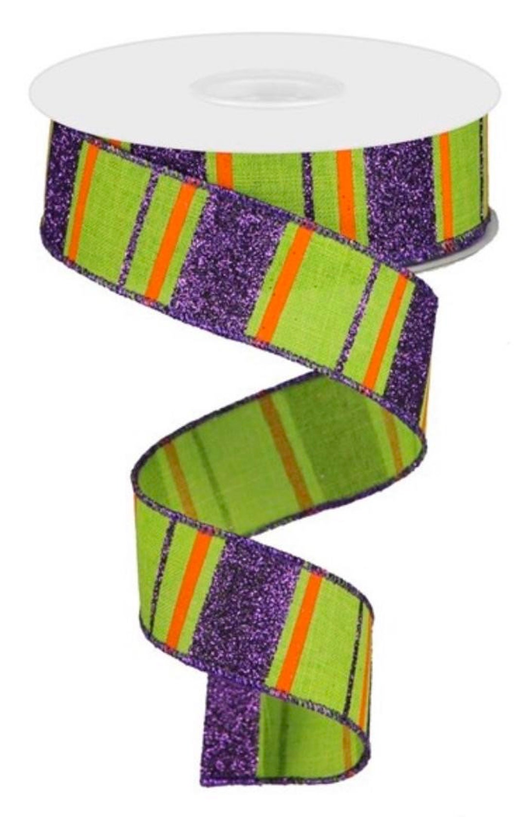 Halloween Ribbon, Glitter Stripe Ribbon, Purple Ribbon, Green Ribbon ...