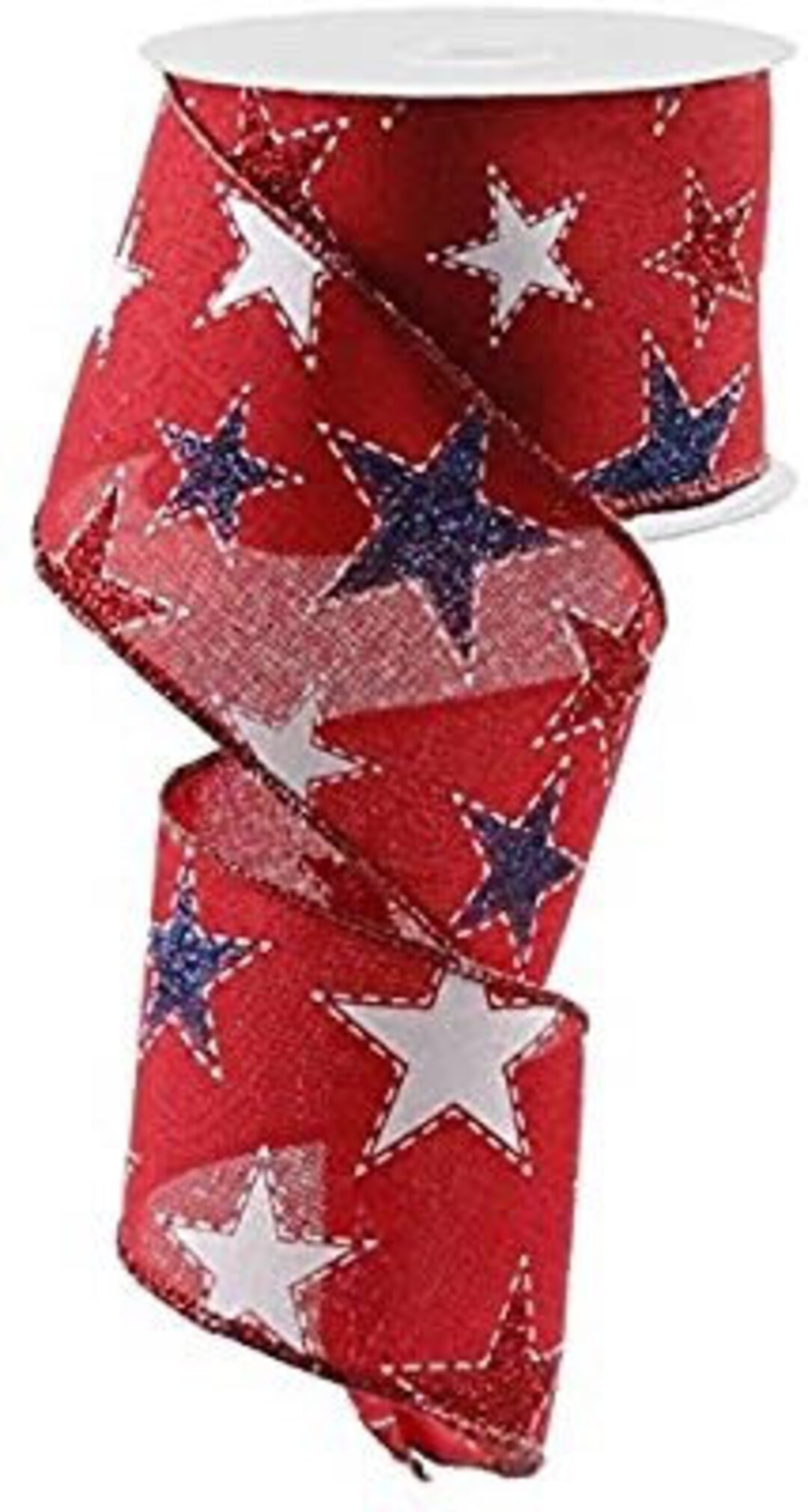 Patriotic Ribbon,red Star Ribbon, Red Glitter Star Ribbon, USA Ribbon ...