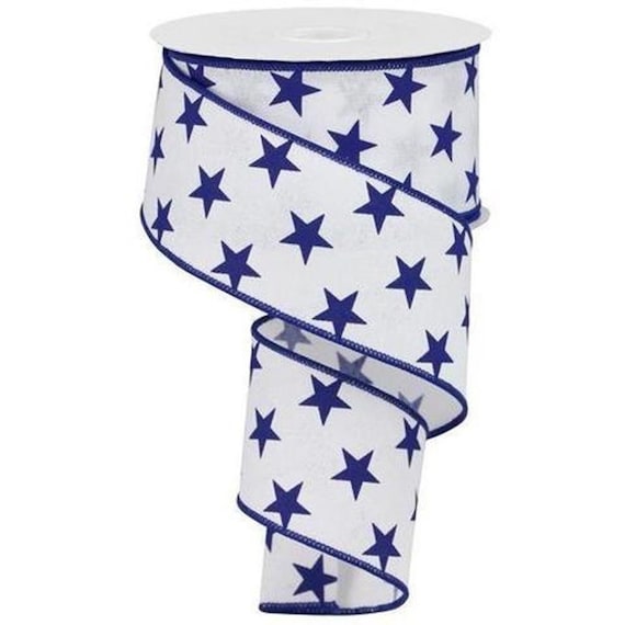 Patriotic Ribbon Star Ribbon White Star Ribbon Blue Star - Etsy