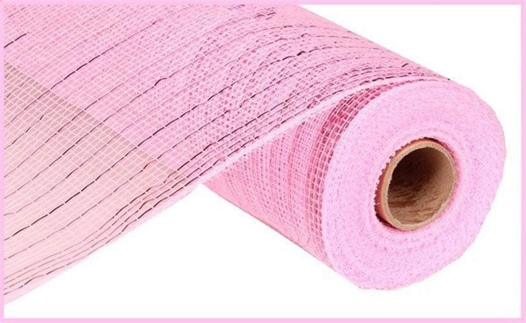 Deco Mesh, Pink Mesh, Metallic Mesh, Pink Metallic Mesh, 10" X 10 Yards ...