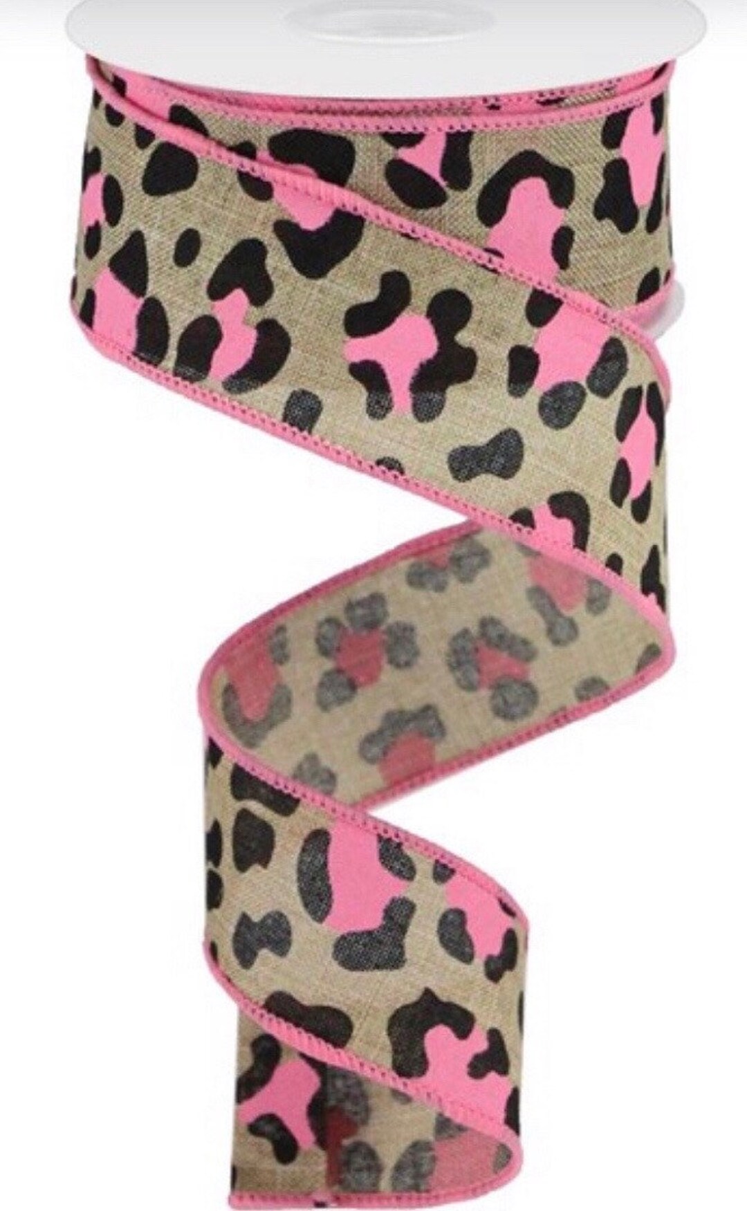 Leopard Ribbon, Pink Leopard Ribbon, Pink Ribbon, Animal Print Ribbon ...