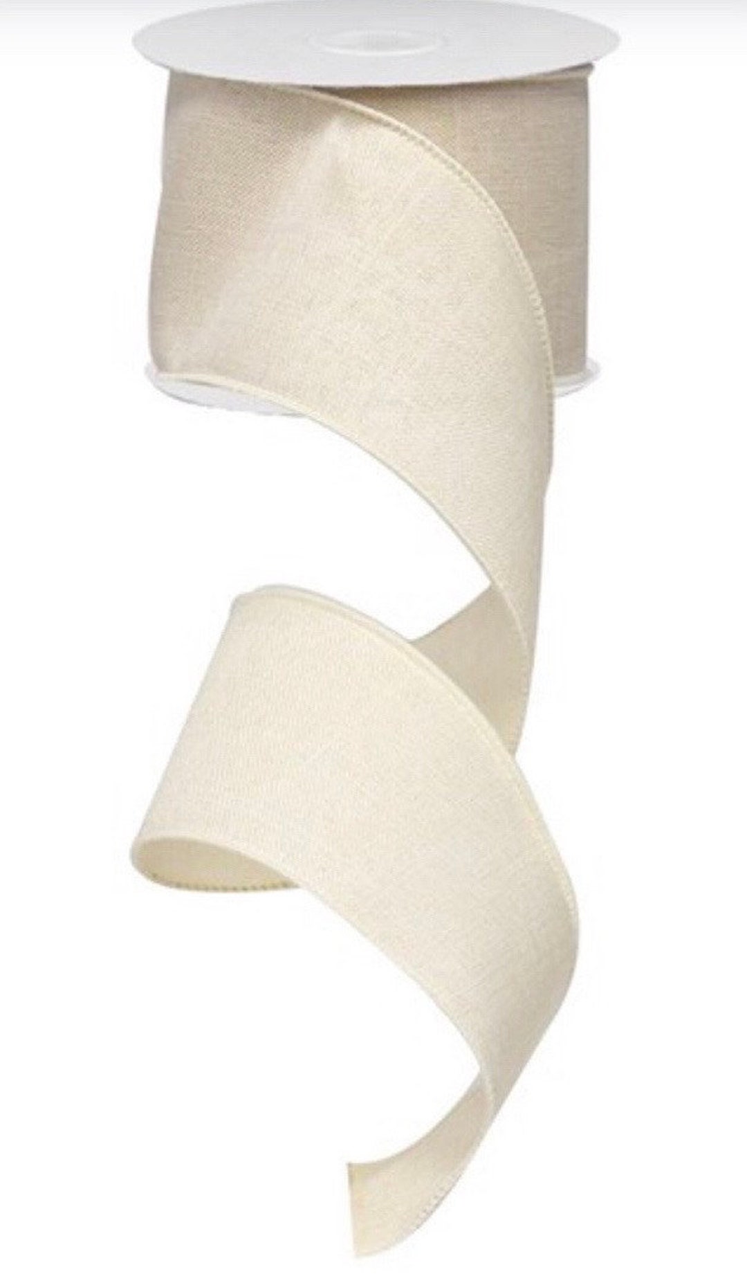 Cream Ribbon, Beige Ribbon, Burlap Ribbon, Wired Ribbon, 2 1/2" Wired ...