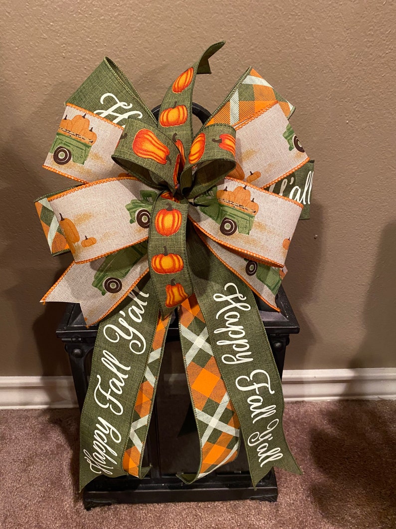 Fall Bow Happy Fall Yall Bow Pumpkin Bow Vintage Truck Bow - Etsy