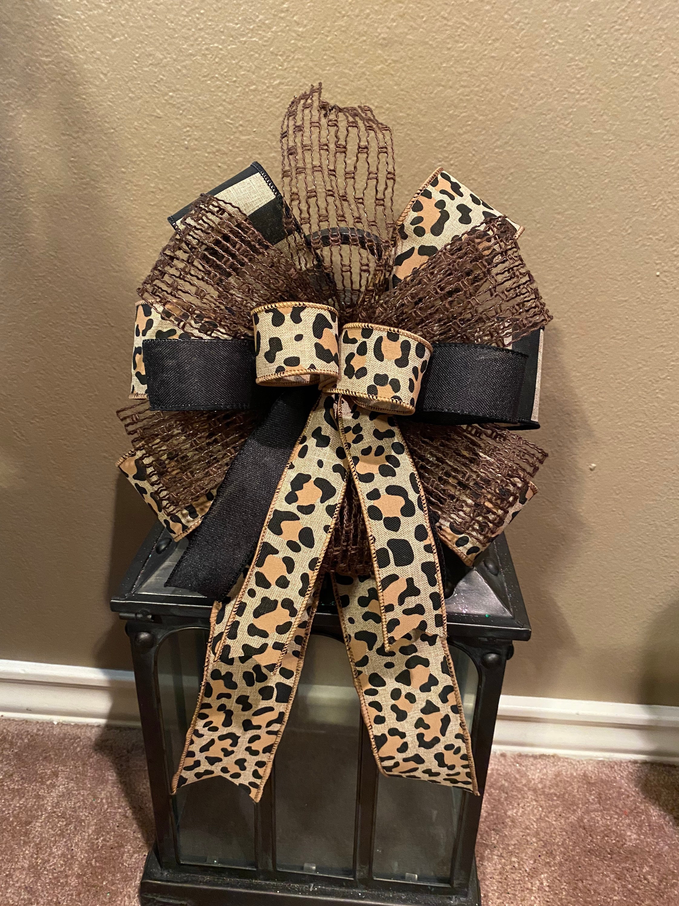 Leopard Bow Animal Print Bow Safari Bow Burlap Bow Brown | Etsy