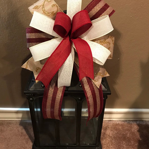 Burgundy Wreath With Bow Etsy