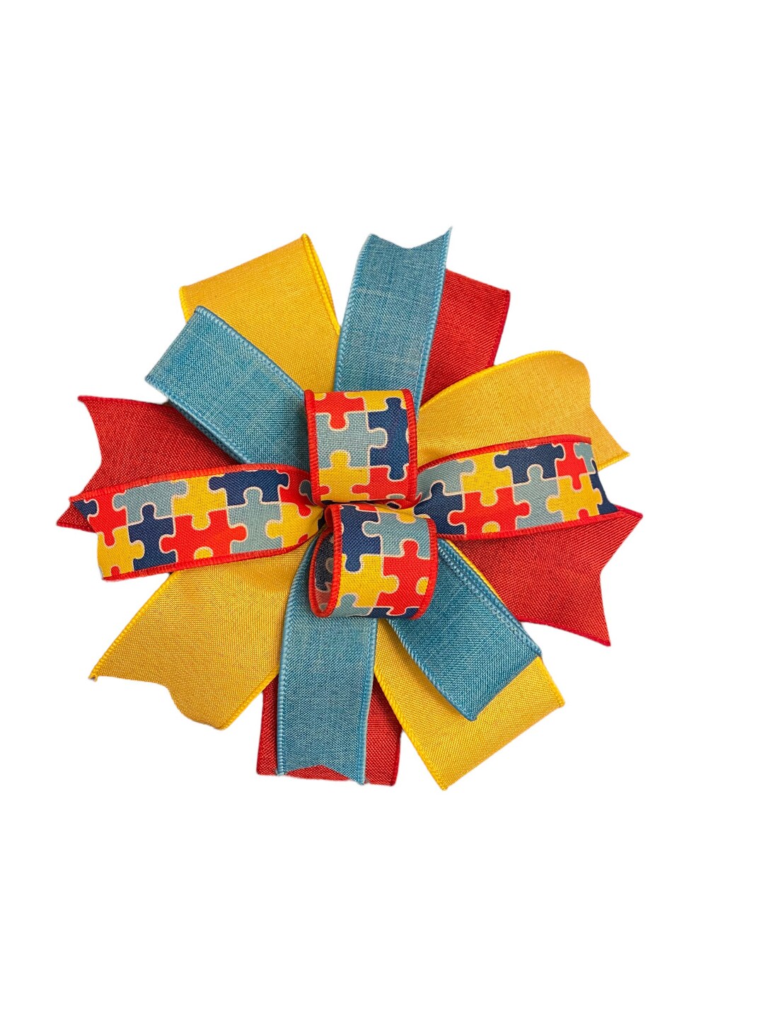 Autism Bow, Puzzle Bow, Puzzle Pieces, Red Bow, Yellow Bow, Red Bow ...