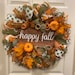 Fall Wreath, Pumpkin Wreath. Happy Fall Wreath, Thanksgiving Wreath ...