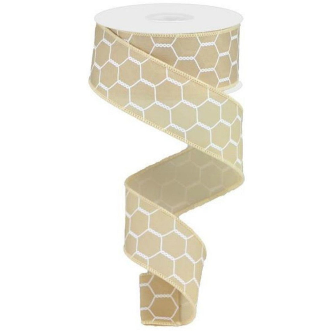 Chicken Wire Ribbon, Farmhouse Ribbon, Tan Ribbon, Wired Ribbon, 1 1/2 ...
