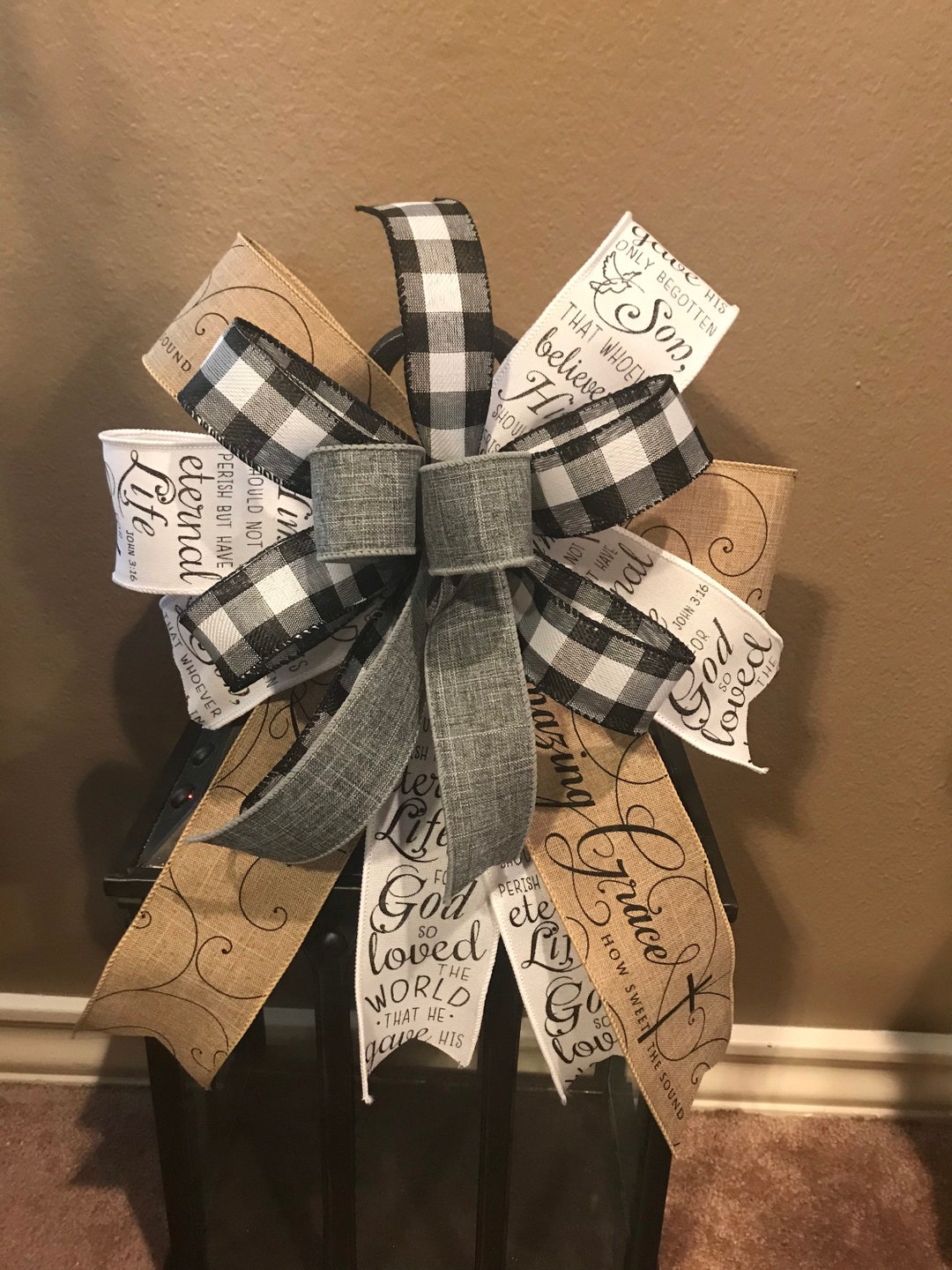 Religious Bow, Amazing Grace Bow, John 3:16 Bow, Religious Wreath Bow ...
