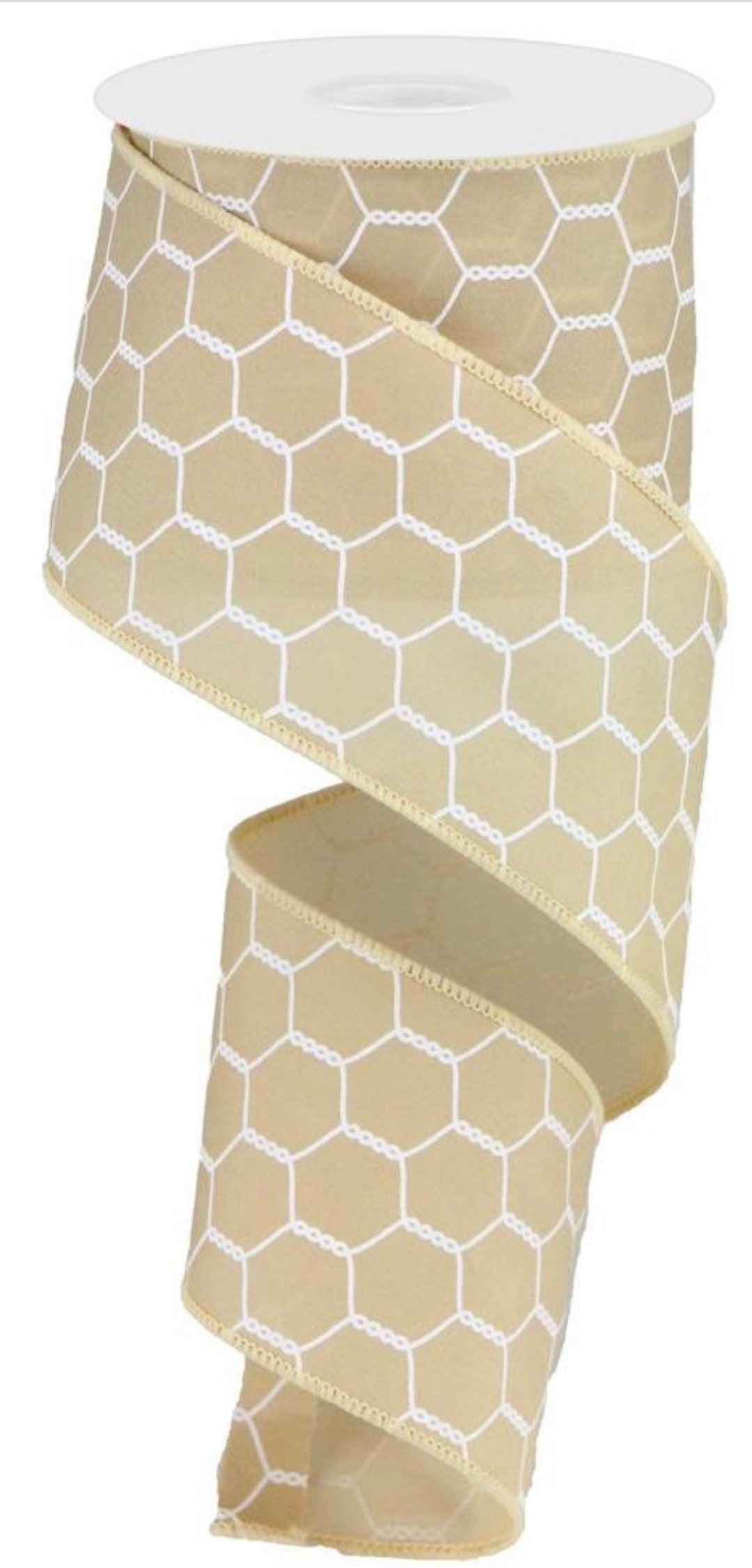 Chicken Wire Ribbon, Farmhouse Ribbon, Tan Ribbon, Wired Ribbon, 2 1/2 ...