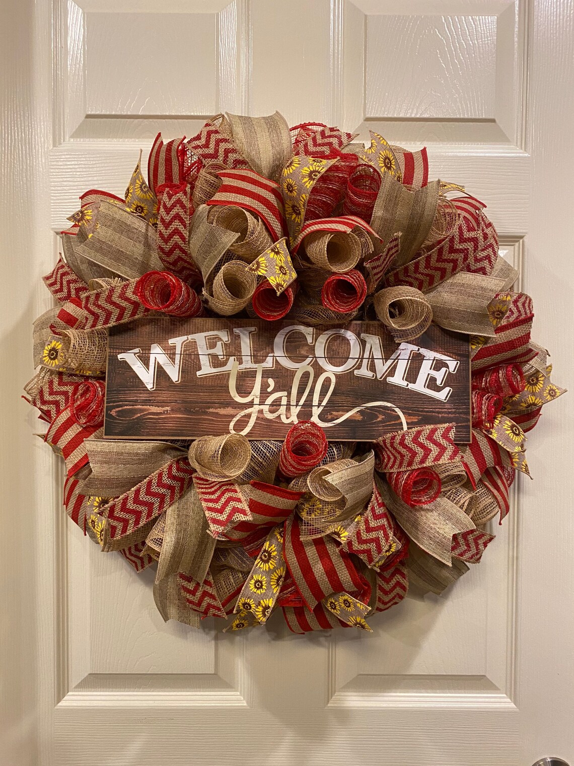 Welcome Y'all Wreath Wreath for Front Door. Door Wreath - Etsy