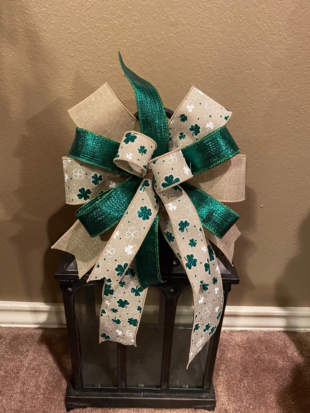 St Patrick’s Day Bow, Shamrock Bow, Glover Bow, St Patrick’s Day Wreath ...