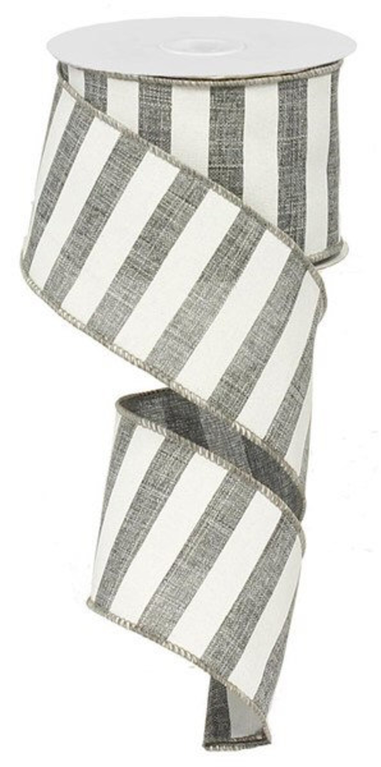 Gray Ribbon Gray Stripe Ribbon White Stripe Ribbon Burlap - Etsy