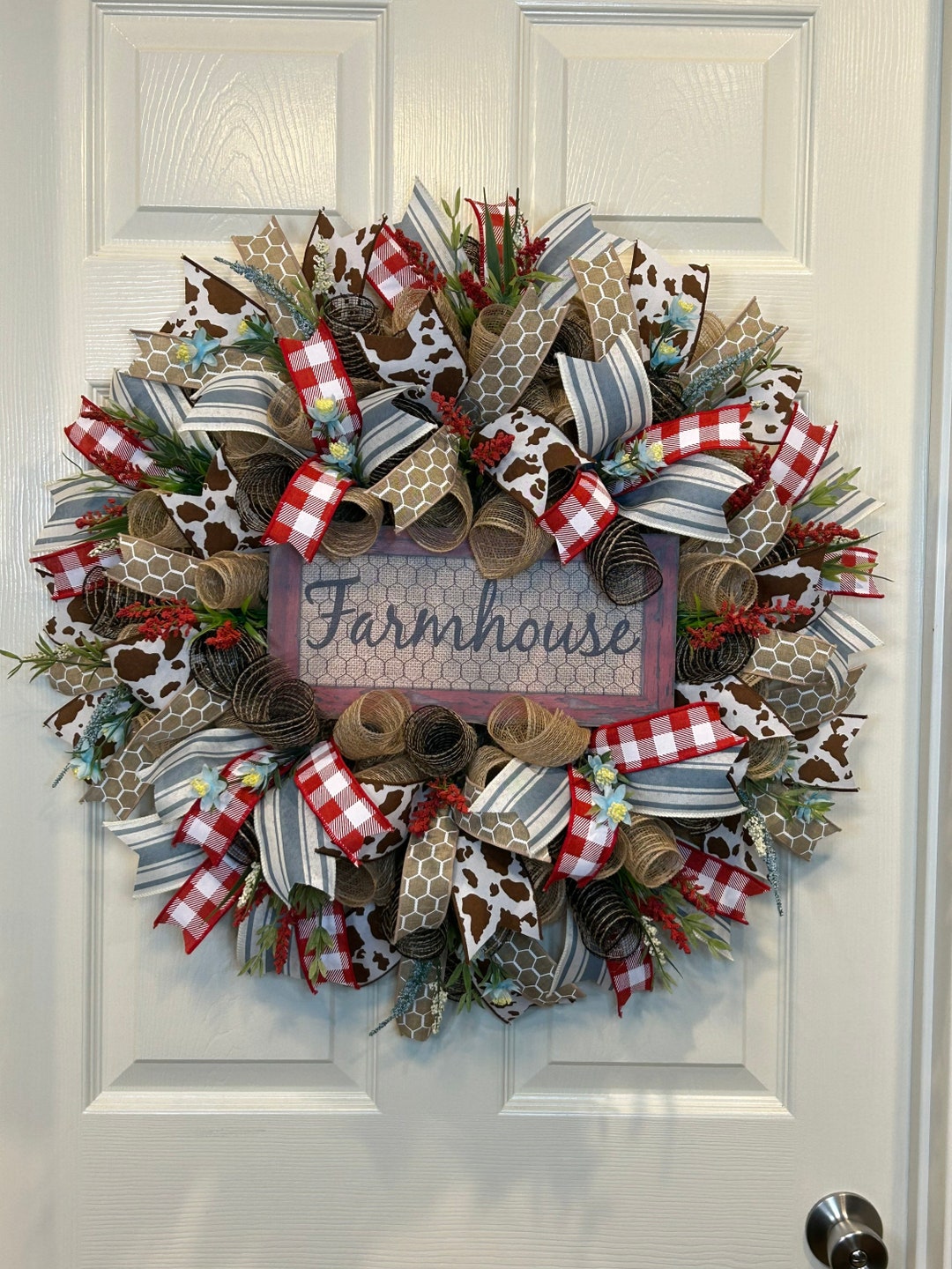 Farmhouse Wreath, Welcome Wreath, Chicken Wreath, Rooster Wreath, Red ...