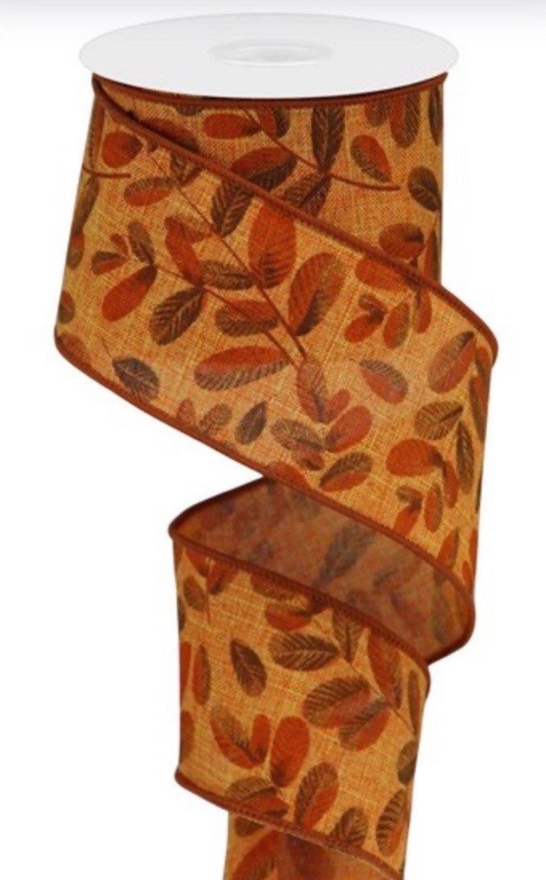 Orange Ribbon, Leaf Ribbon, Fall Leaves Ribbon, Bold Leaf Ribbon ...