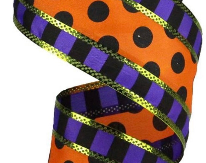 Halloween Ribbon, Stripe Ribbon, Polka Dot Ribbon, Purple Ribbon ...