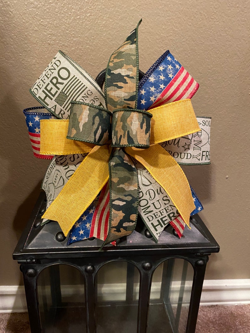 Patriotic Bow Army Bow Camo Wreath Bow Lantern Bow - Etsy
