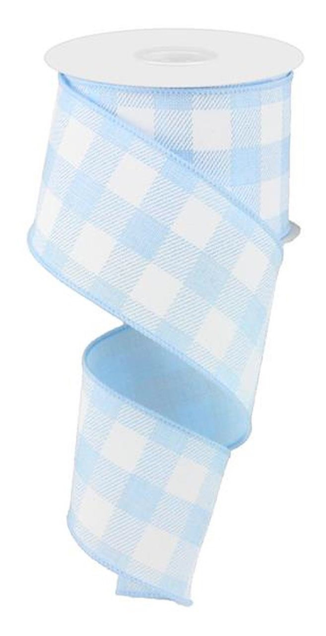 Blue Ribbon, Plaid Ribbon, Blue Check Ribbon, Burlap Ribbon, Wired ...