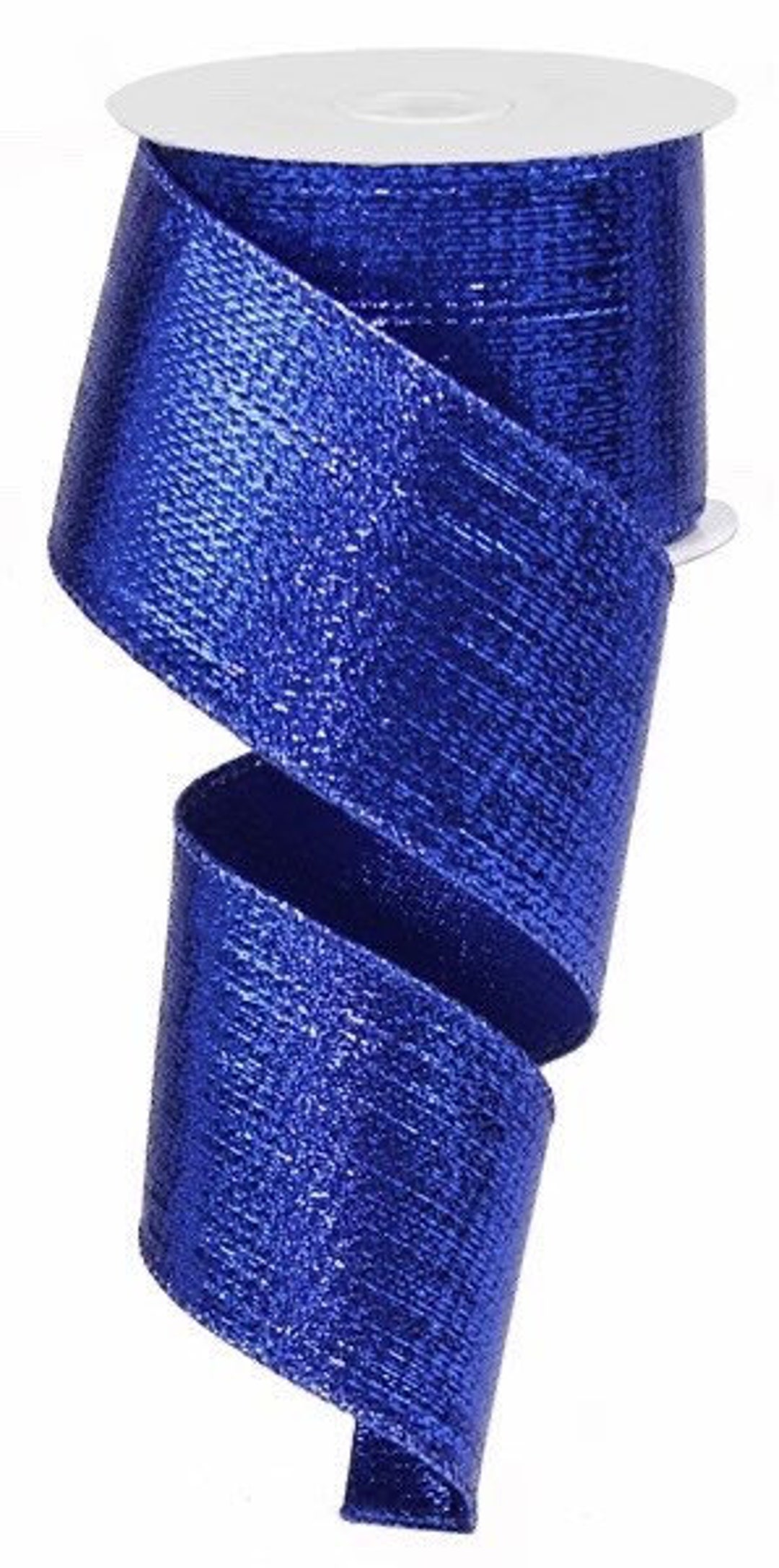 Royal Blue Metallic Ribbon, Royal Blue Ribbon, Blue Ribbon, 2.5" Wired ...